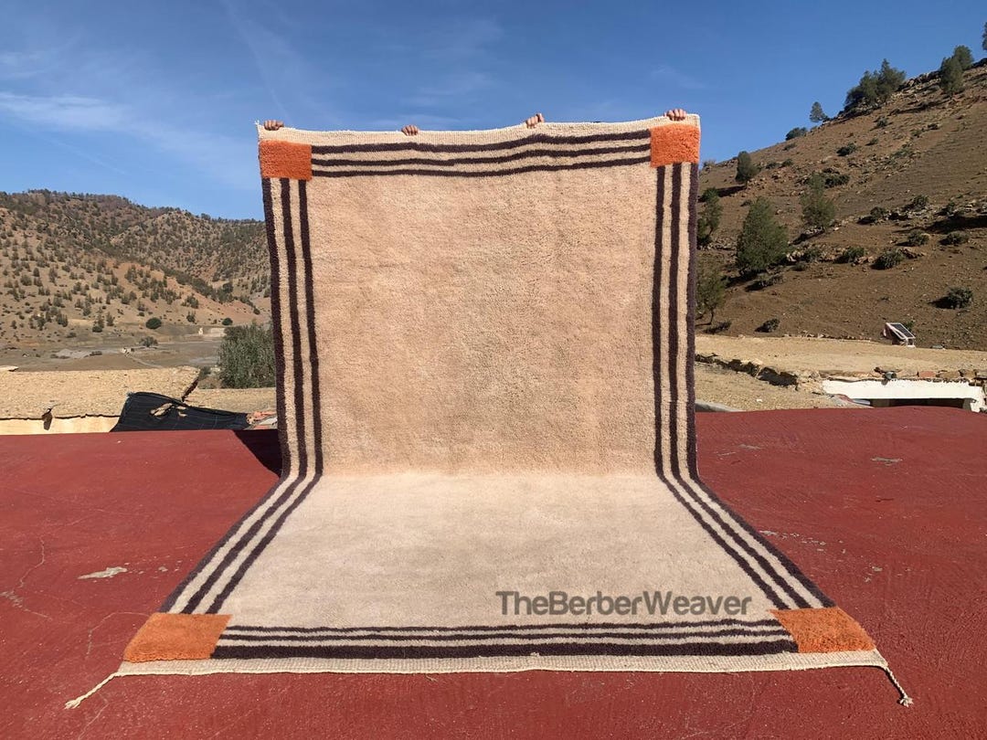 Natural Beige Rug, Framed With Dark Brown Handmade Rug ,beige Color ...