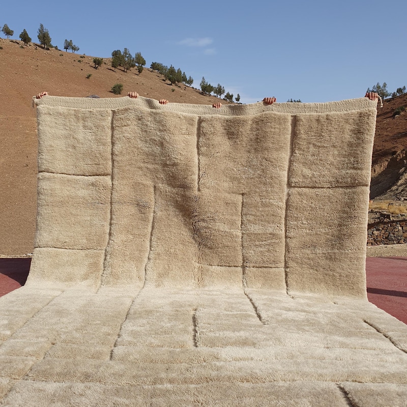 Hand Made Cream Wool Rug - Etsy