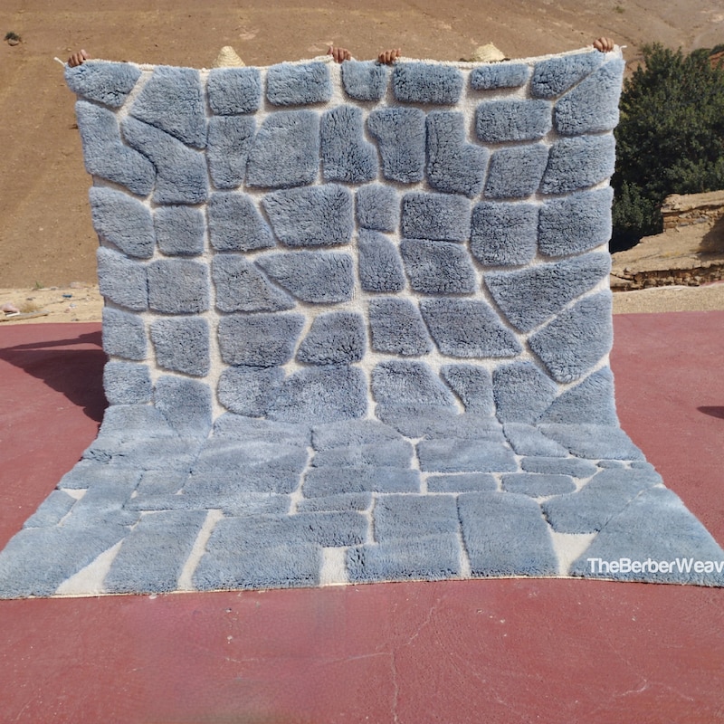 Low Pile Light Blue Rug - Etsy UK