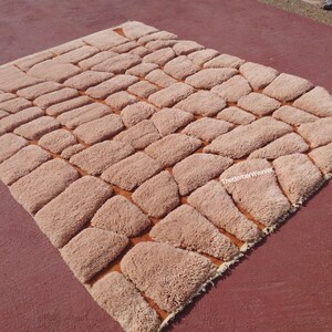 Pink Rug With Terracotta Hollow Design Moroccan Handmade Wool Rug ...
