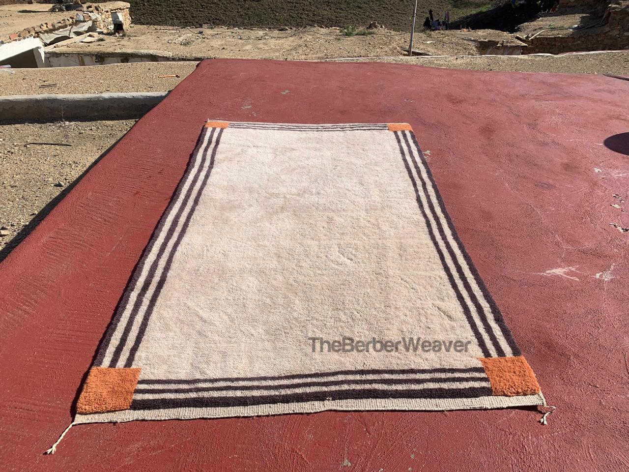 Natural Beige Rug, Framed With Dark Brown Handmade Rug ,beige Color ...