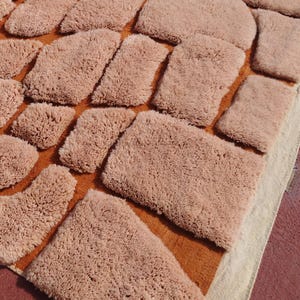 Pink Rug With Terracotta Hollow Design Moroccan Handmade Wool Rug ...