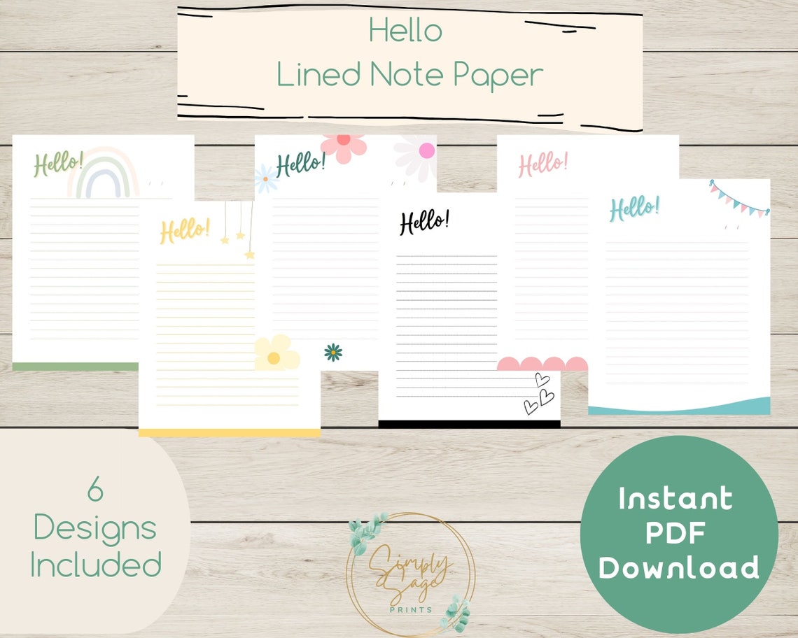 PRINTABLE Stationery Instant Download PDF | Note Paper | Print at Home ...