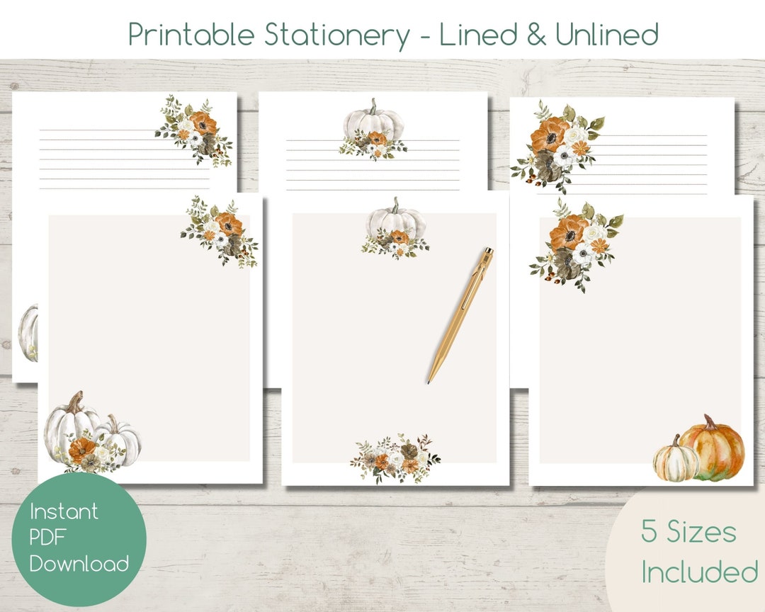 PRINTABLE Pumpkin Stationery Writing Paper | Instant PDF Download ...