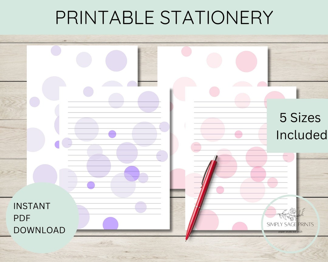 Printable Stationery: Dots Letter Writing Paper (PDF Download) - Etsy
