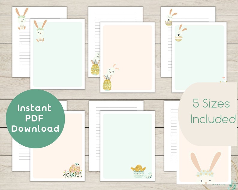 Cute Easter Stationery Set, Lined & Unlined (PDF Download) - Etsy