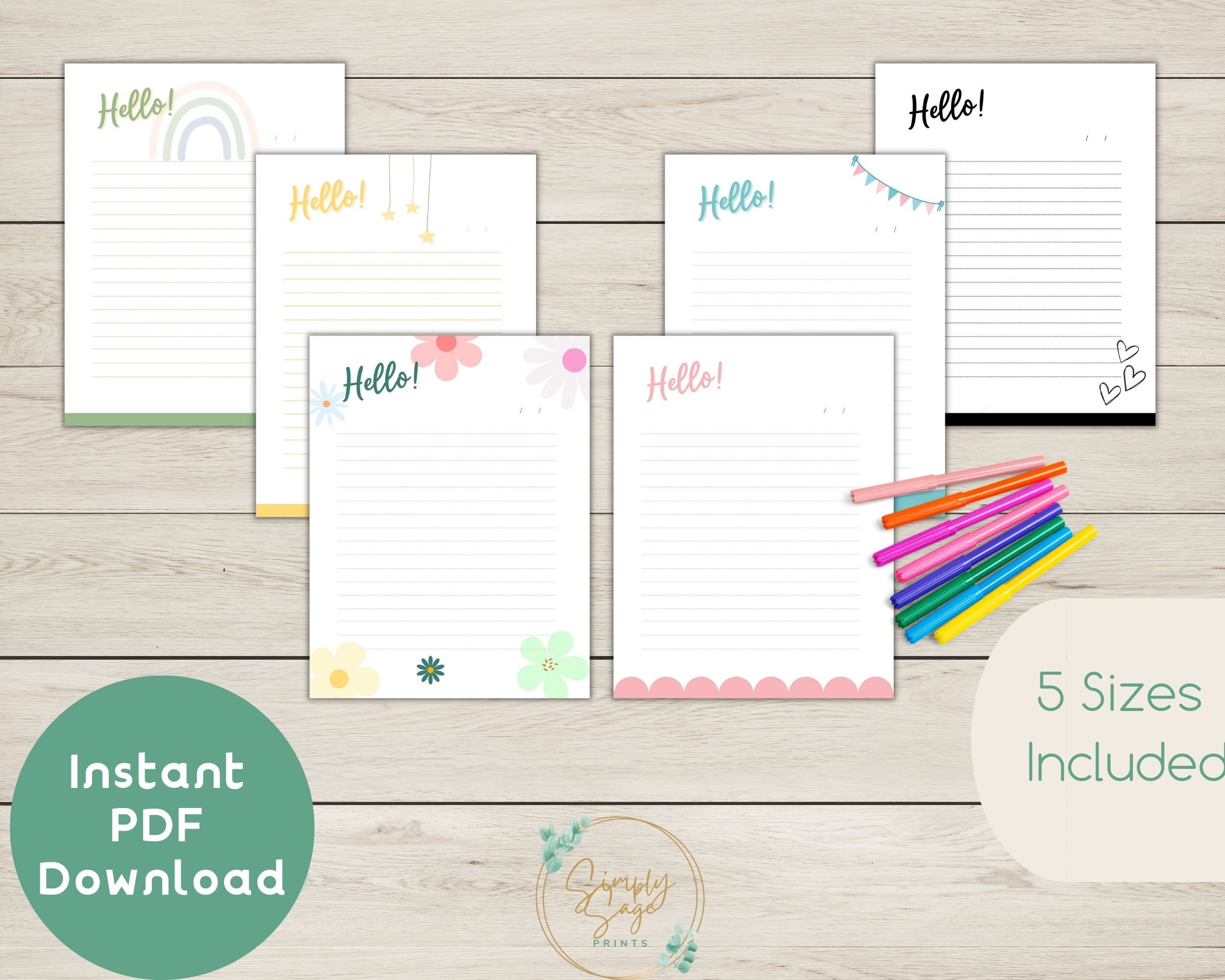 PRINTABLE Stationery Instant Download PDF | Note Paper | Print at Home ...