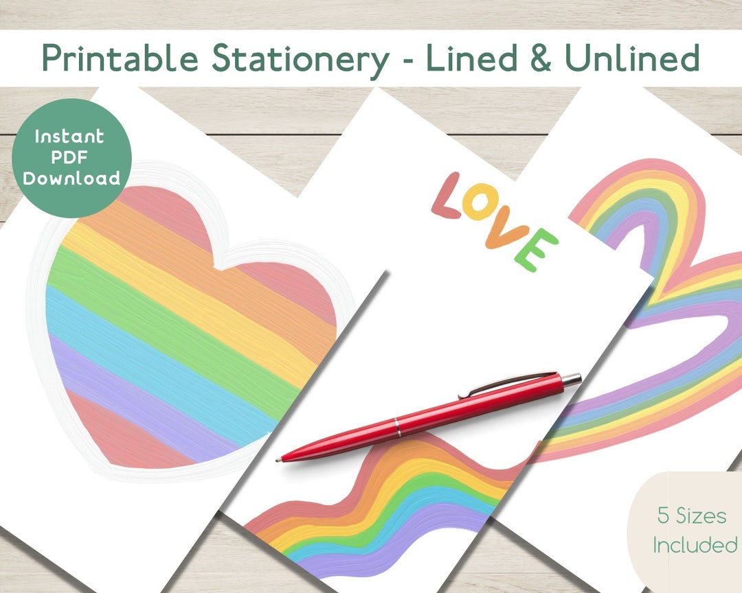 PRINTABLE Rainbow Stationery | Stationary | LGBTQ | Instant Download ...