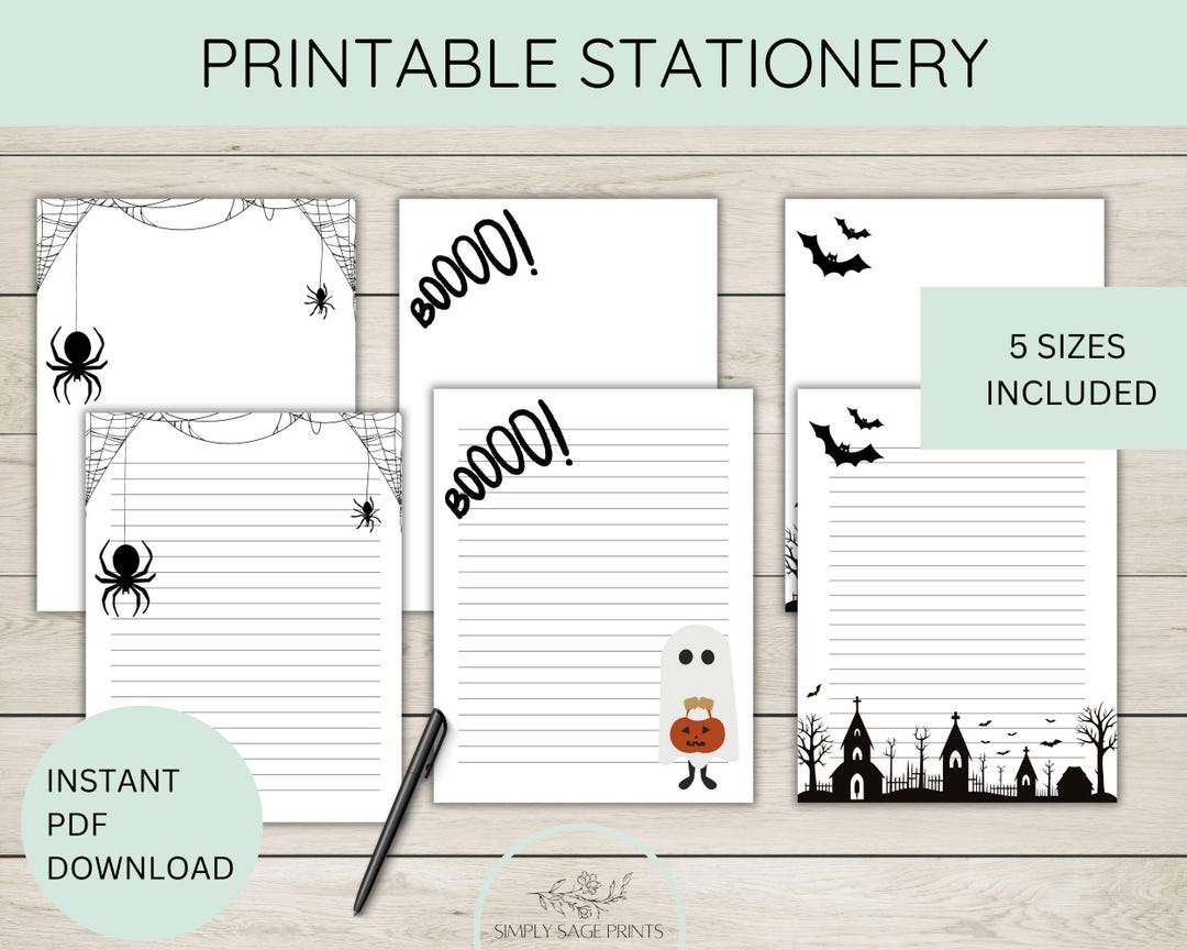 Halloween Stationery: Printable Letter Writing Paper (PDF Download) - Etsy