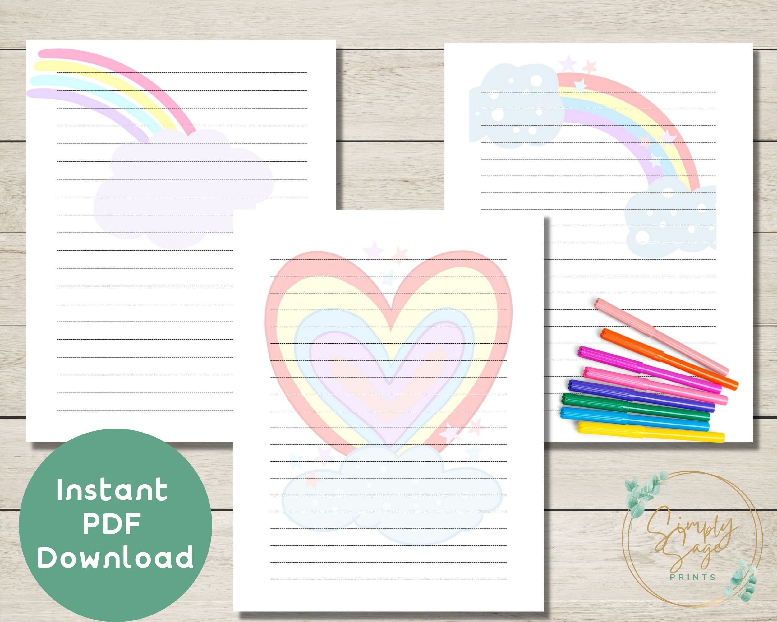 Rainbow Stationery: Lined & Unlined Letter Writing Paper (PDF Download ...
