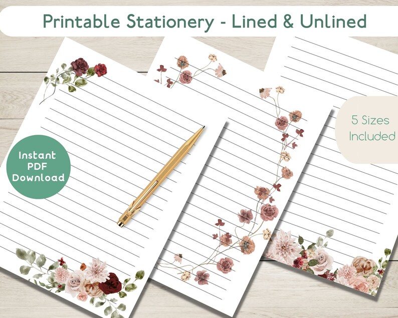 PRINTABLE Roses Stationery | Burgundy | Letter Writing Teachers ...
