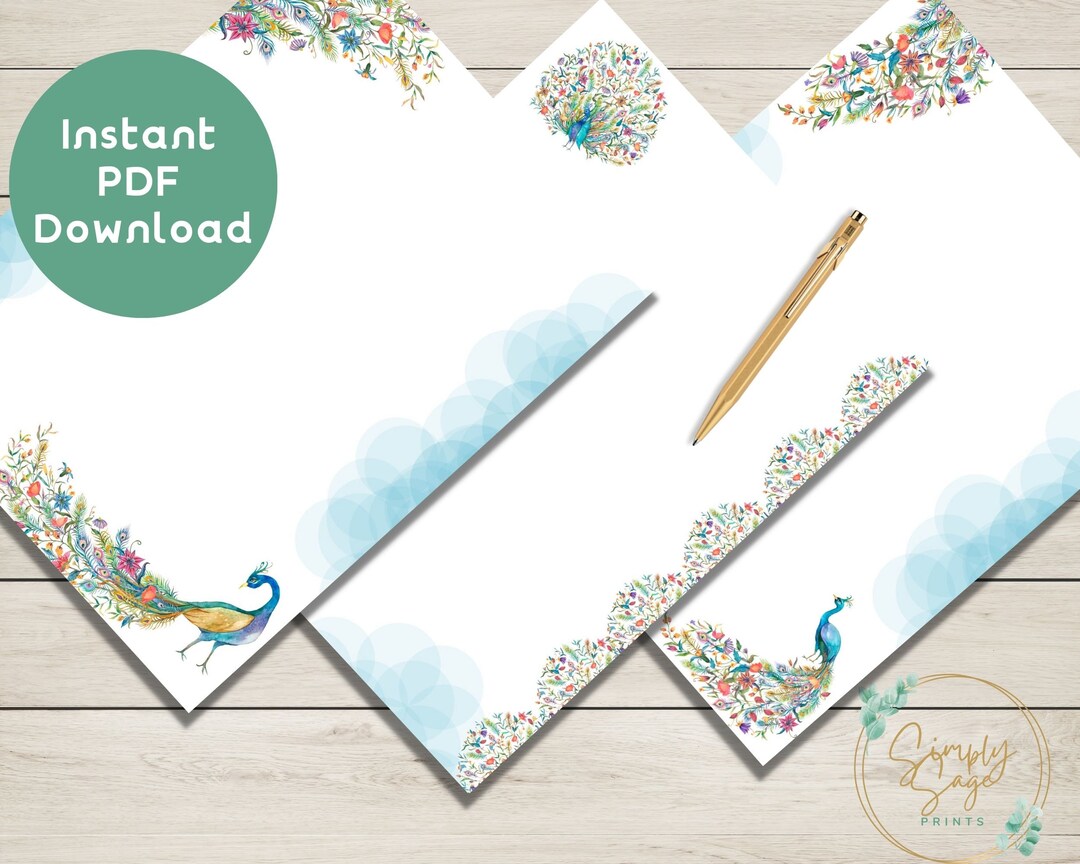 PRINTABLE Stationery Instant PDF Download Pen Pals Letter Writing Lined ...