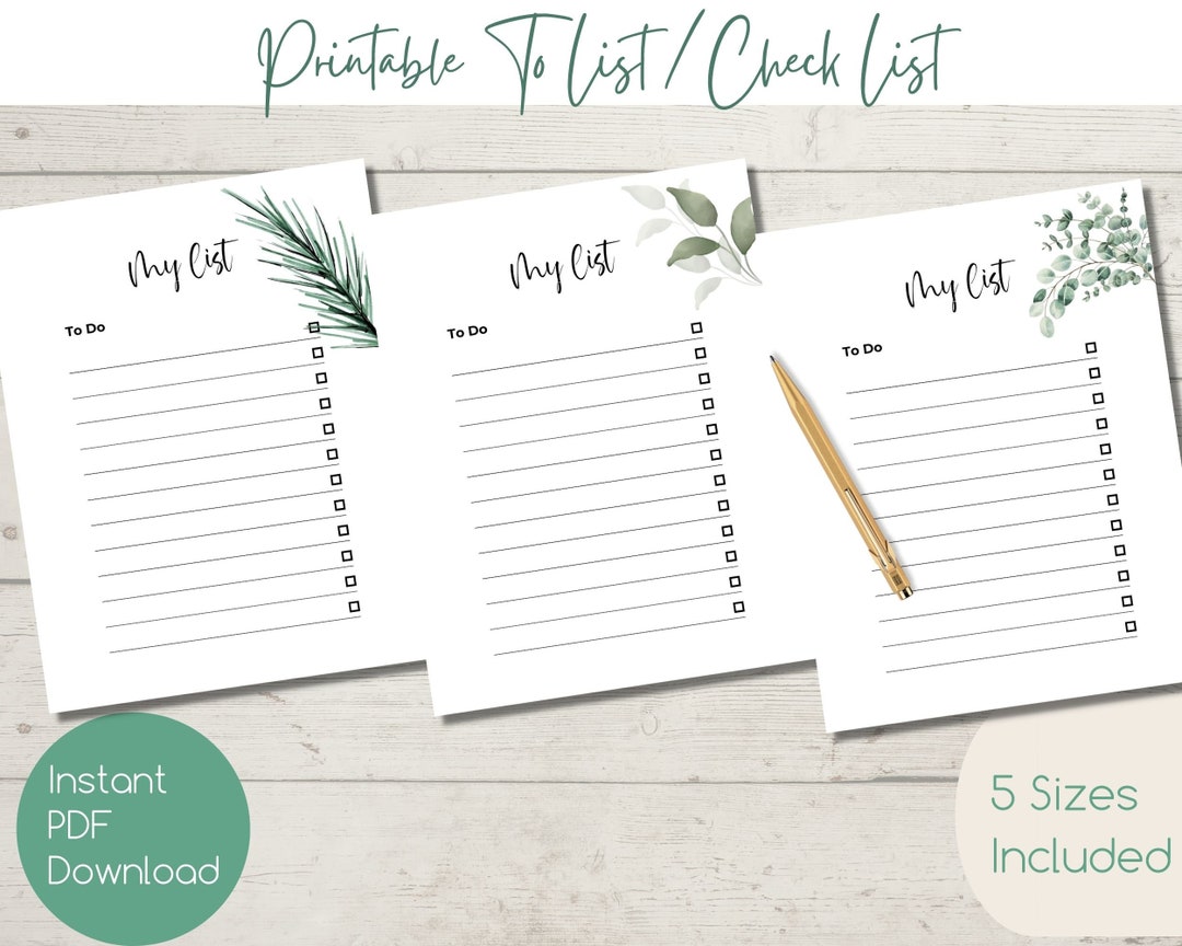 Leafy to Do List Printable: Minimalist Checklist (PDF Download) - Etsy