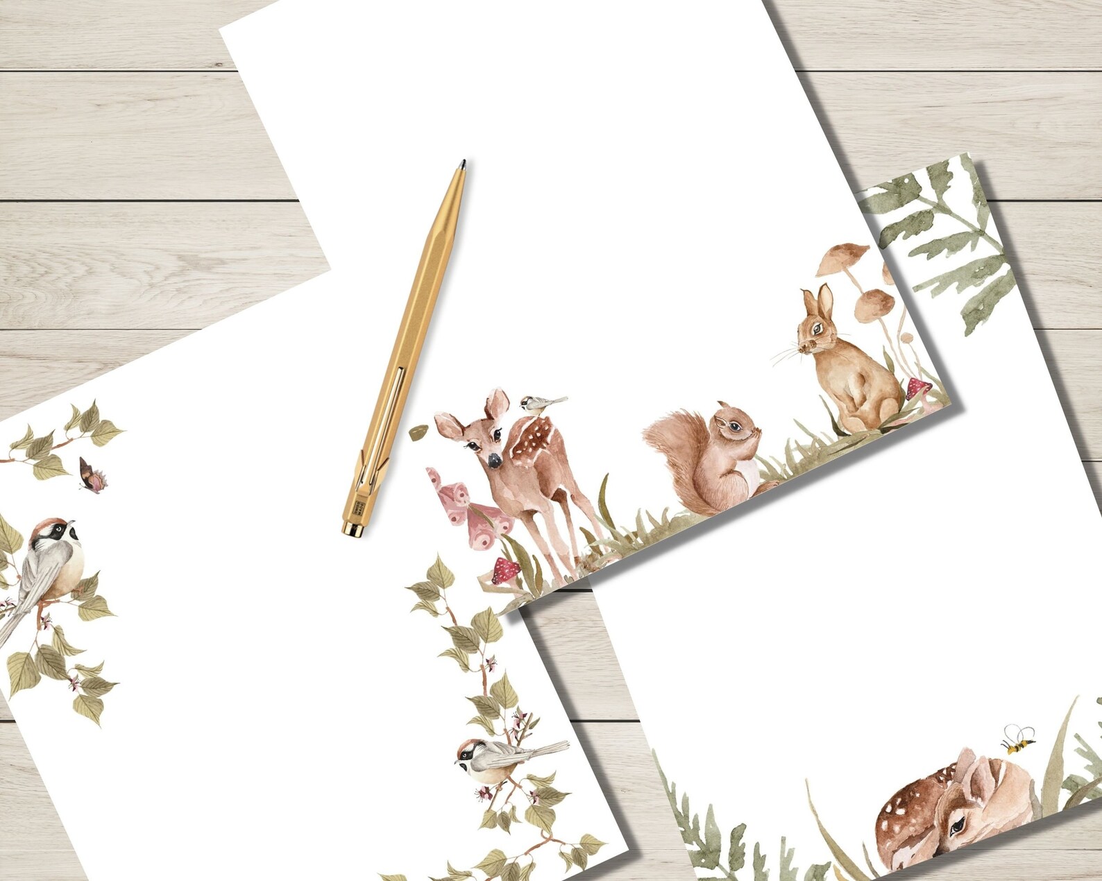 Woodland Animals Stationery: Lined & Unlined Paper (digital Download ...
