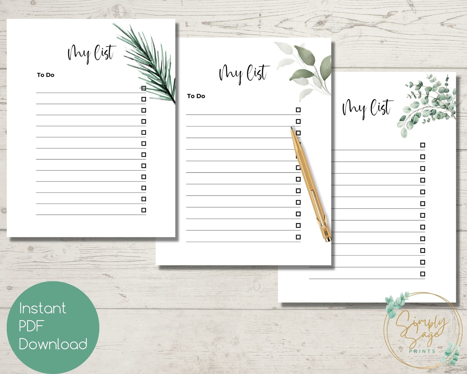 Leafy to Do List Printable: Minimalist Checklist (PDF Download) - Etsy