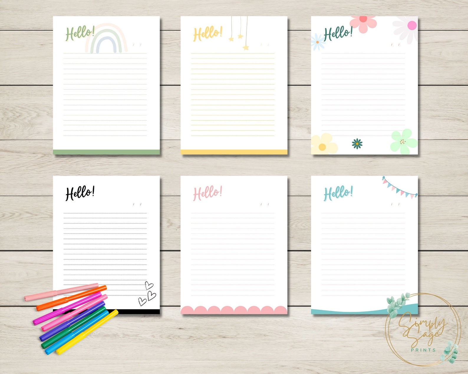 PRINTABLE Stationery Instant Download PDF | Note Paper | Print at Home ...