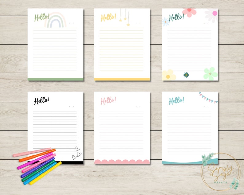 PRINTABLE Stationery Instant Download PDF | Note Paper | Print at Home ...