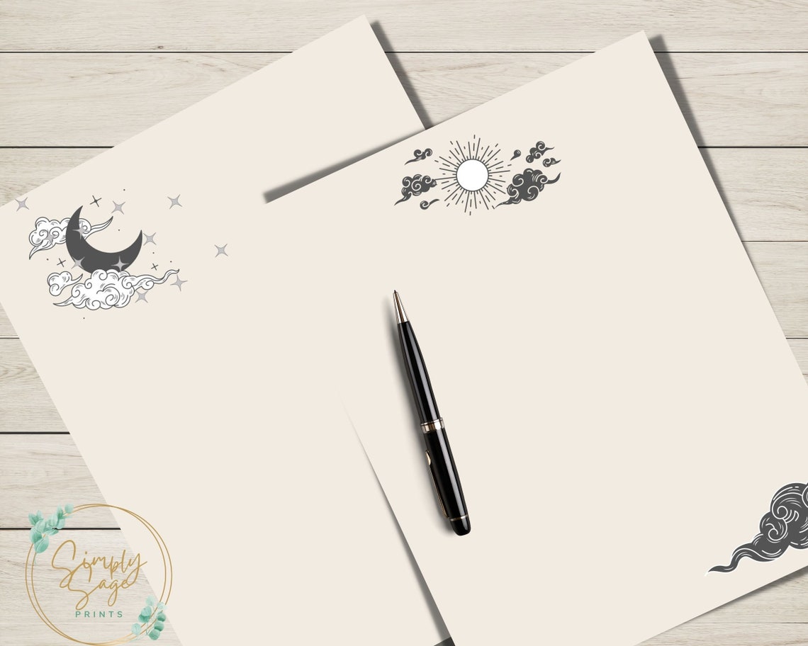 PRINTABLE Stationery | Instant Download PDF | Penpals | Celestial | Sun ...