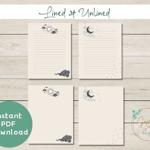 PRINTABLE Stationery | Instant Download PDF | Penpals | Celestial | Sun ...