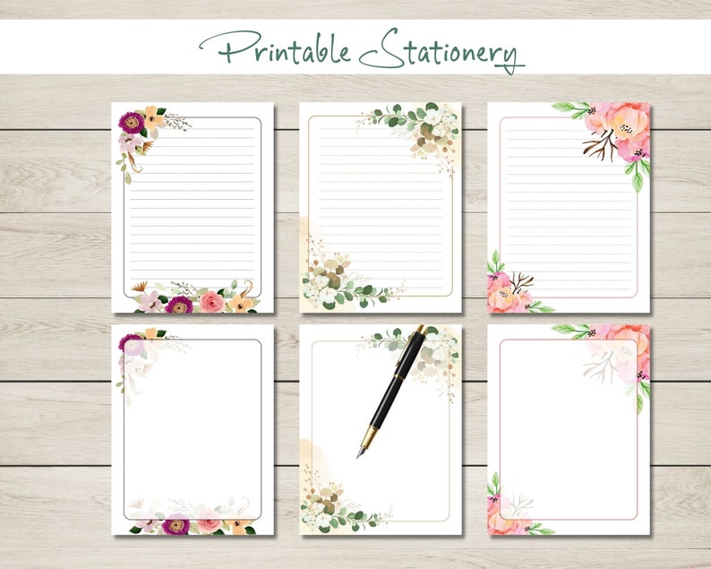 PRINTABLE Floral Stationery | Instant Download PDF | US Letter | Lined ...