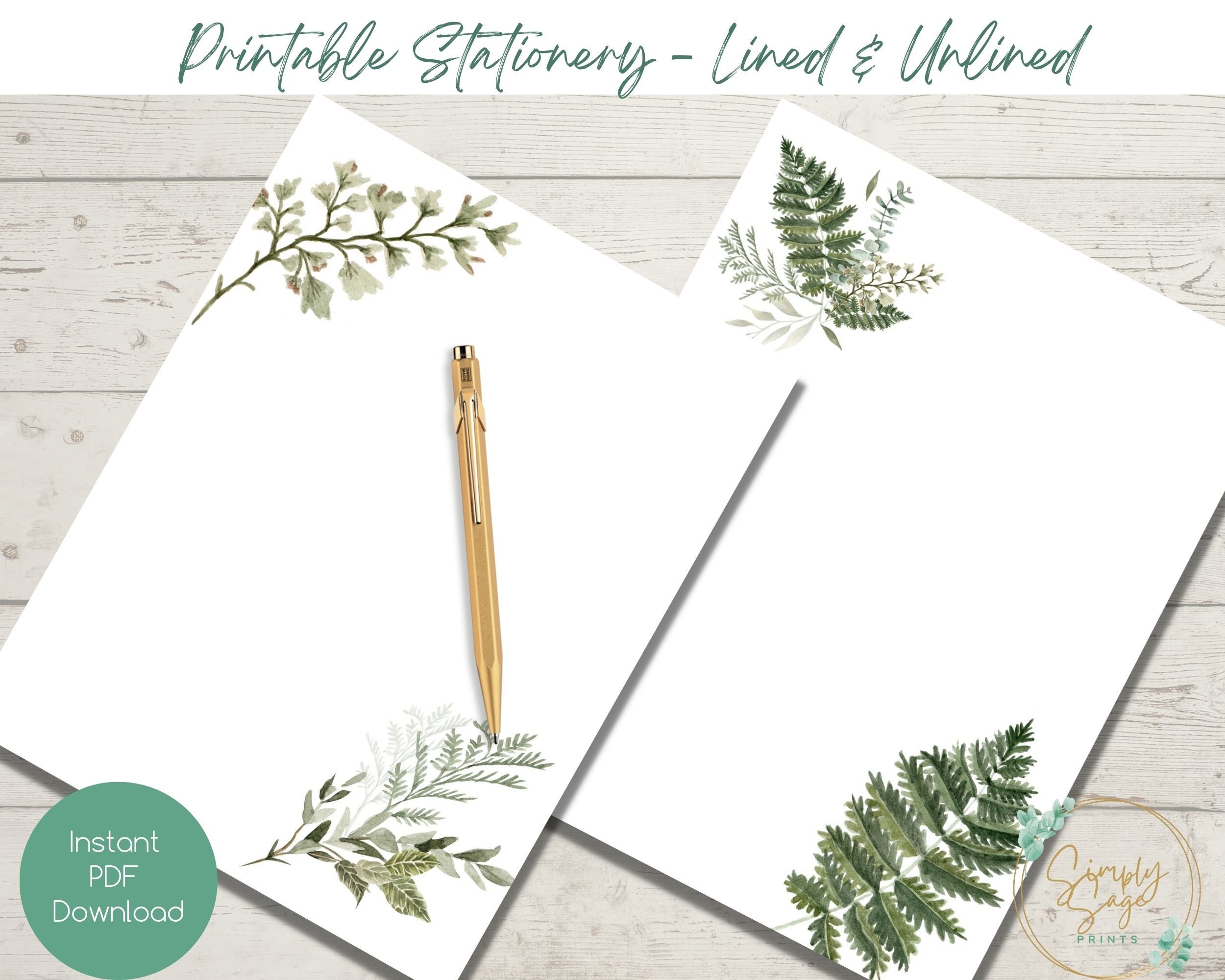 PRINTABLE Instant Download Stationery | Leaves | Nature | Letter ...