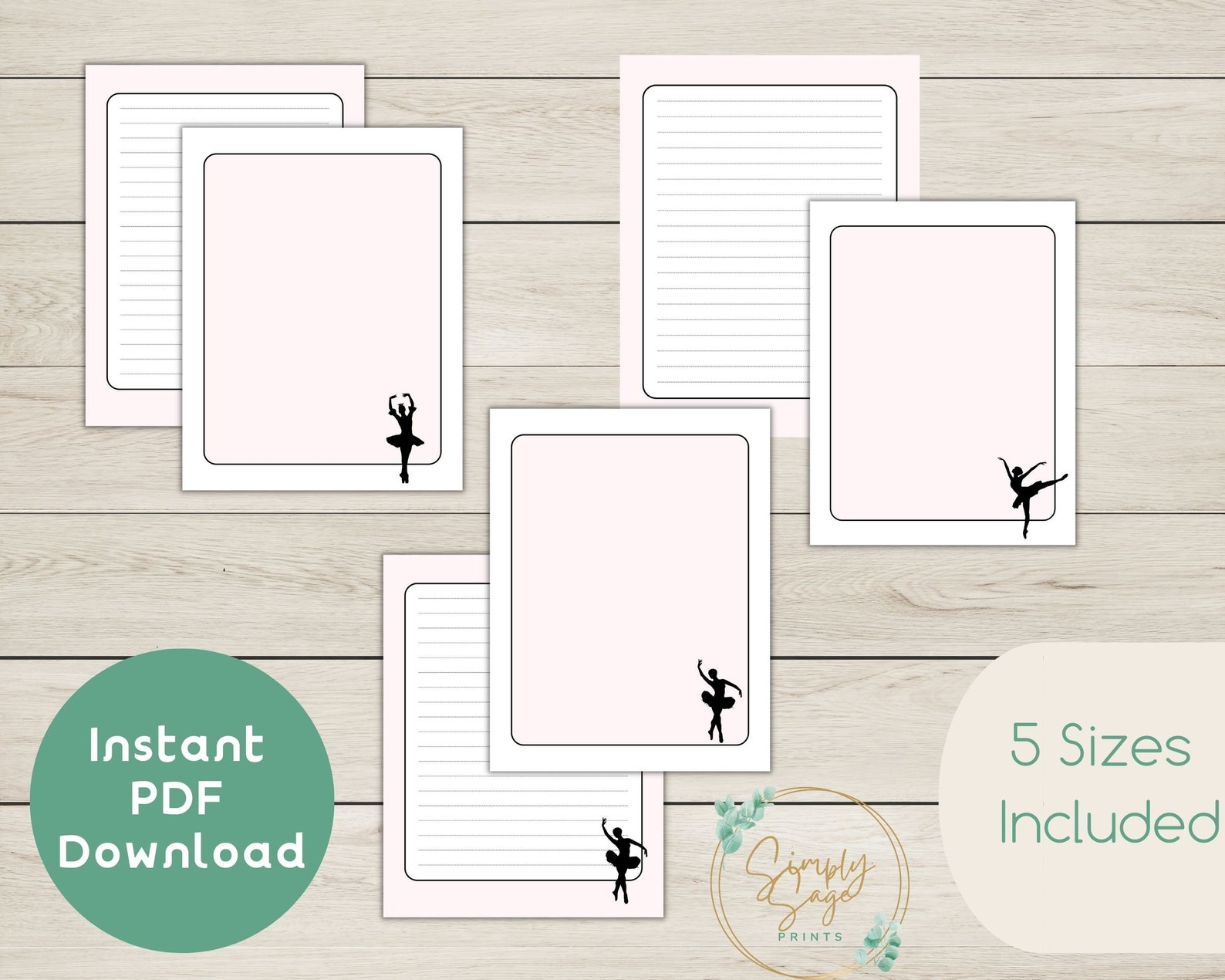 PRINTABLE Stationery | Instant PDF Download | Pretty Ballerina | Pen ...