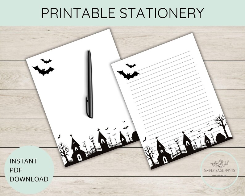 Halloween Stationery: Printable Letter Writing Paper (PDF Download) - Etsy