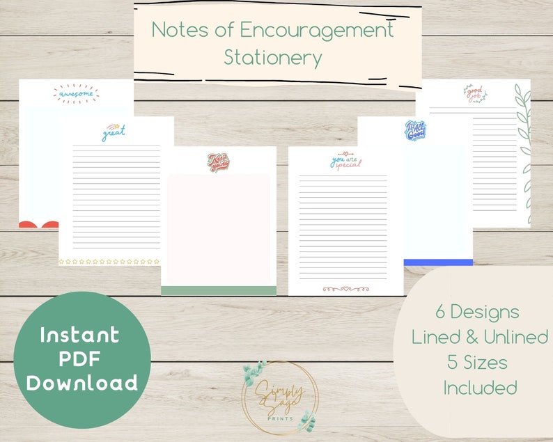 PRINTABLE Stationery Notes of Encouragement Instant PDF Download ...