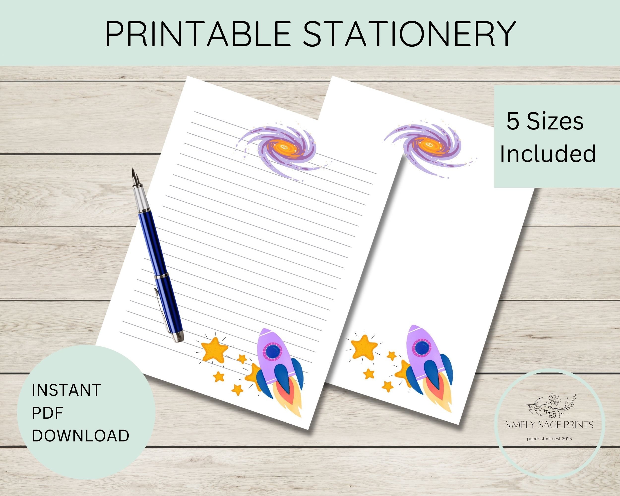 Outer Space Stationery: Printable Letter Writing Paper (PDF Download ...
