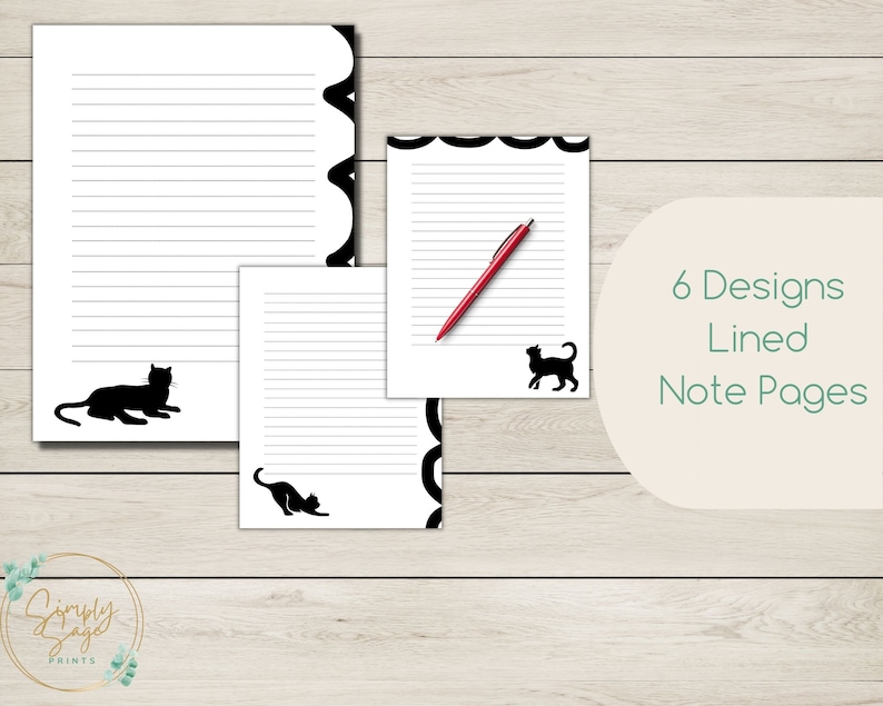 Black Cat Stationery Paper: Minimalist Letter Writing Set (PDF Download ...
