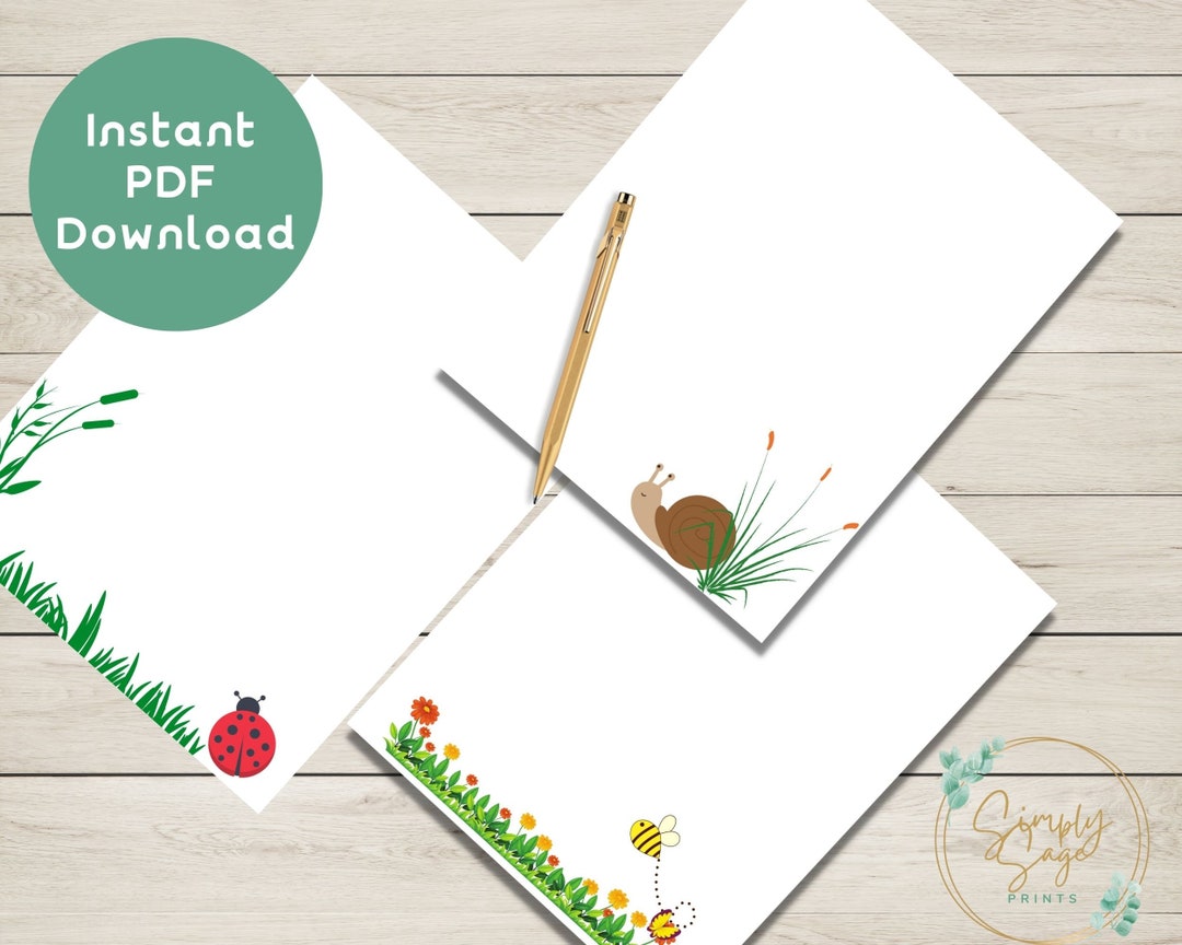 PRINTABLE Stationery Instant PDF Download Pen Pals Letter Writing Lined ...