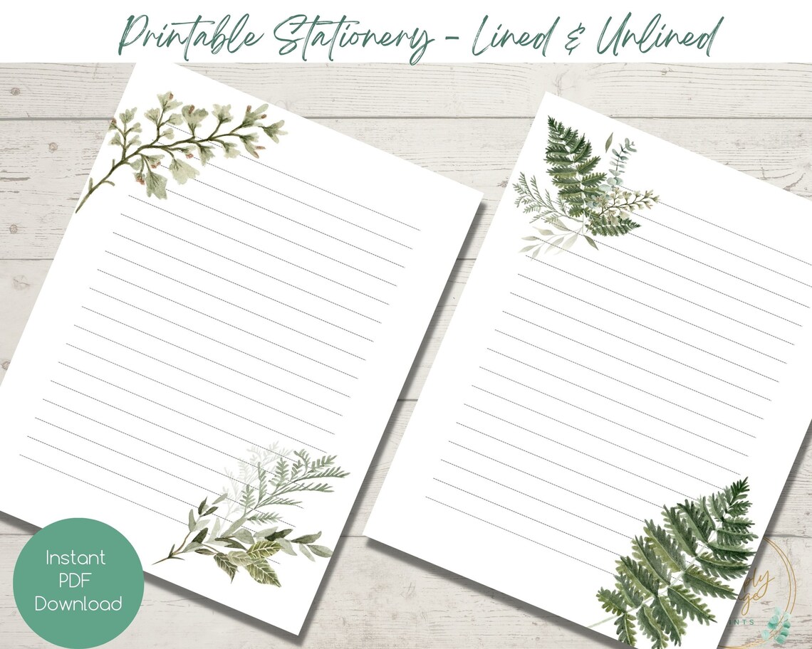 PRINTABLE Instant Download Stationery Leaves Nature Letter Writing ...