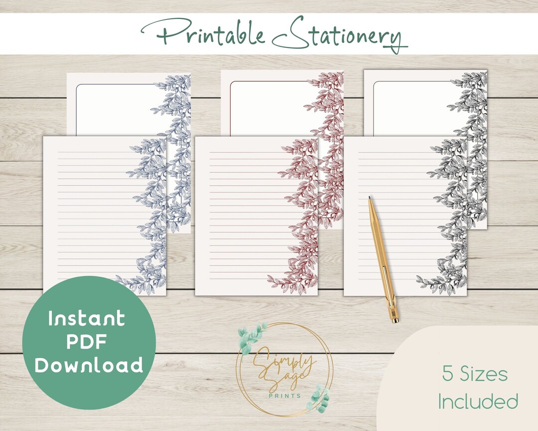 PRINTABLE Stationery. Instant Download PDF. Penpals, Print at Home ...