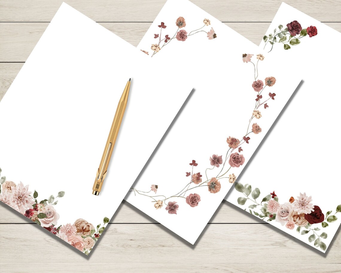 PRINTABLE Roses Stationery | Burgundy | Letter Writing Teachers ...