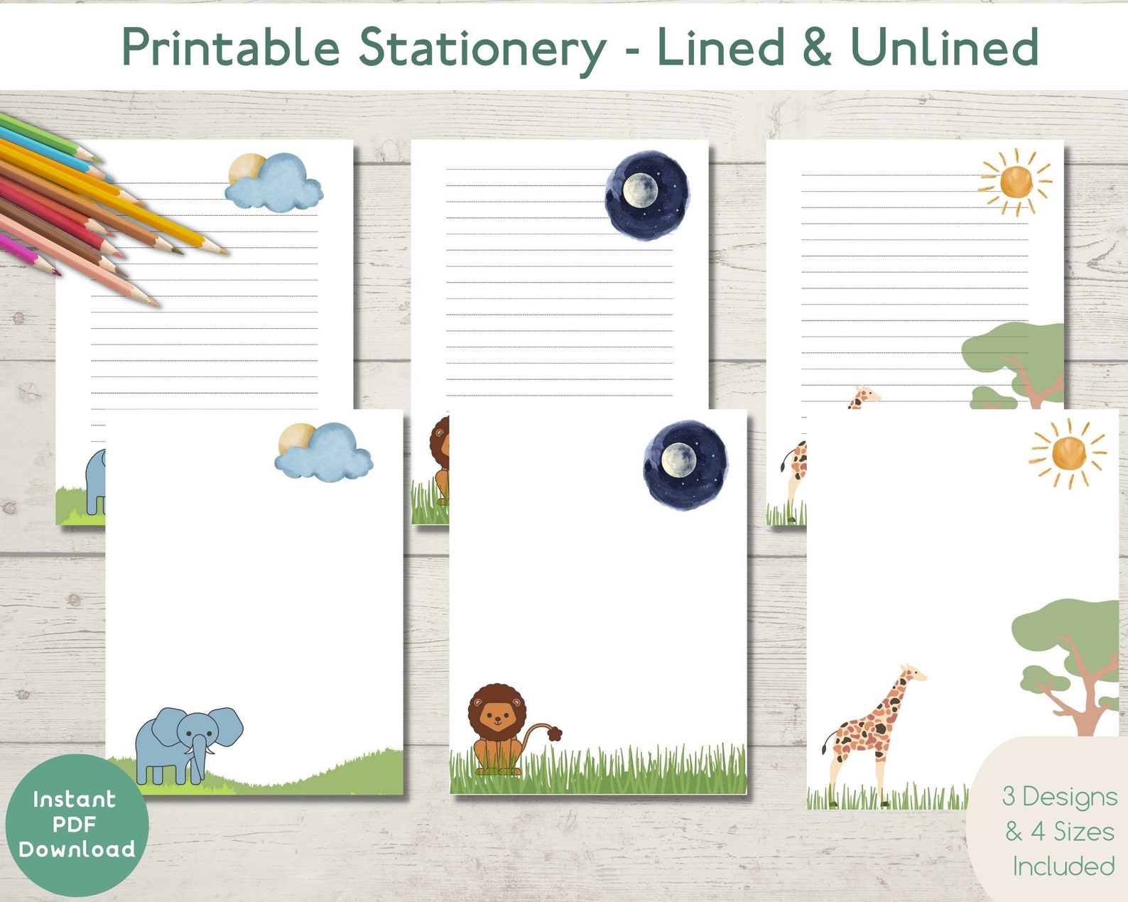 PRINTABLE Safari Jungle Stationery | Stationary for Kids | Letter ...