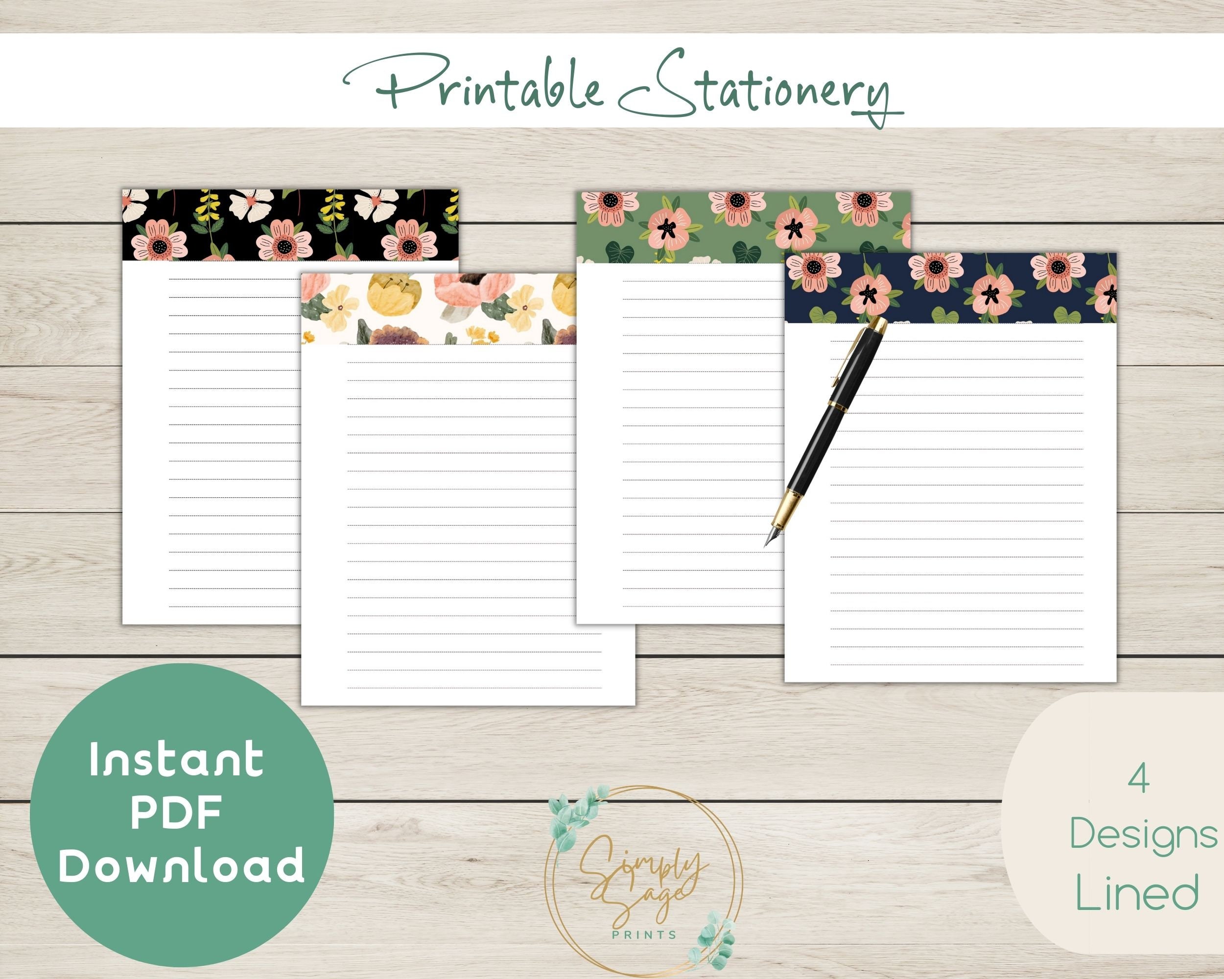 PRINTABLE Stationery Instant Download PDF Penpal Print at Home Mail ...