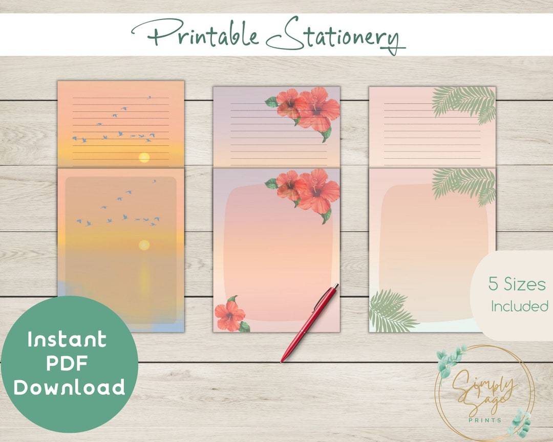 Tropical Stationery: Letter Writing Paper, Lined & Unlined (PDF ...