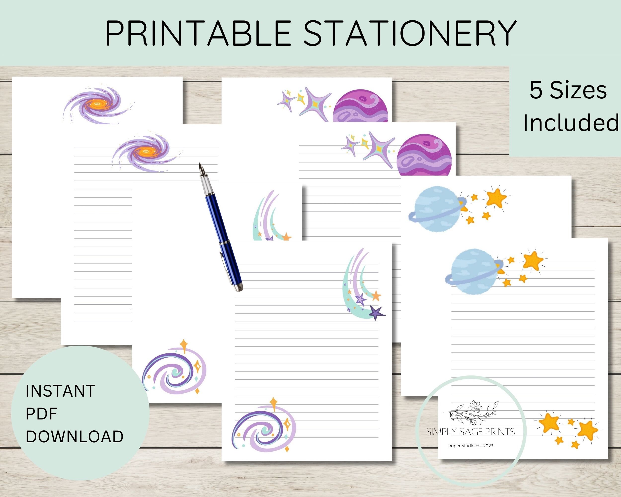 Outer Space Stationery: Printable Letter Writing Paper (PDF Download ...