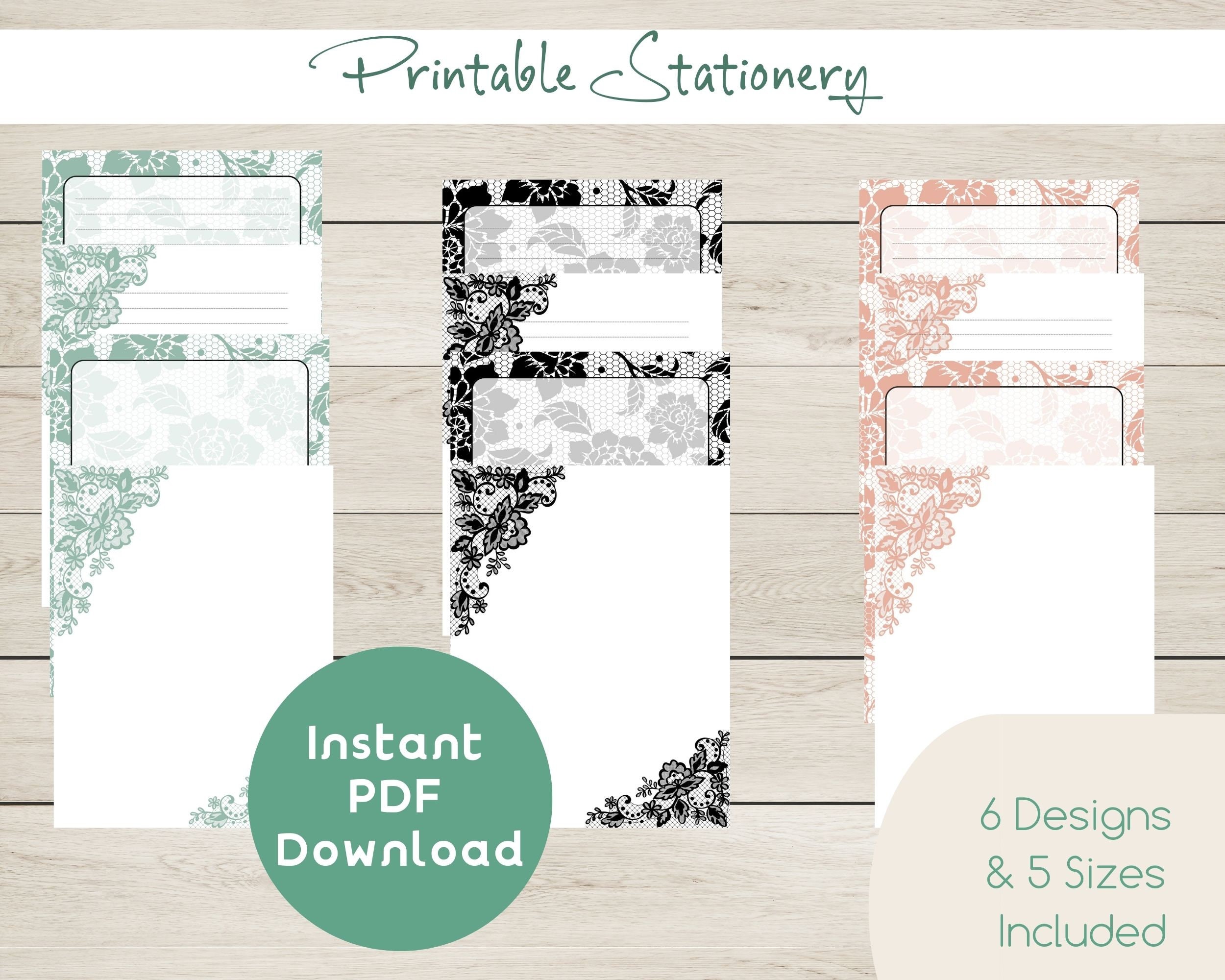 PRINTABLE Stationery | Instant Download PDF | Penpals | Print at Home ...