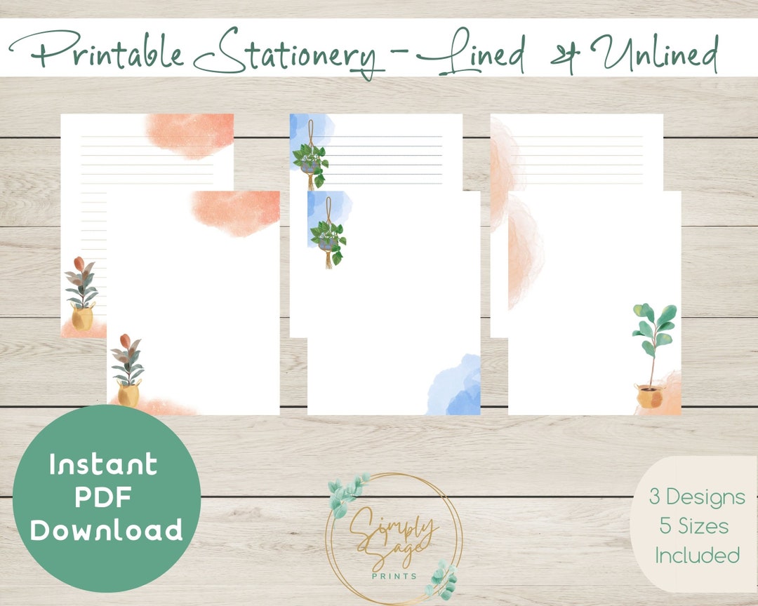 PRINTABLE Stationery| Instant PDF Download | Pen Pals | Letter Writing ...