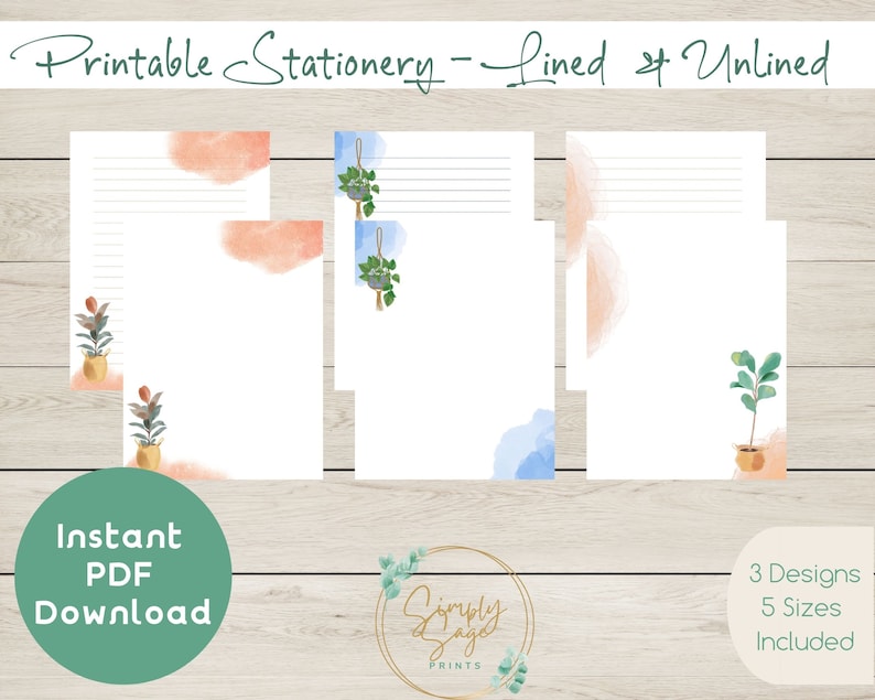 PRINTABLE Stationery| Instant PDF Download | Pen Pals | Letter Writing ...