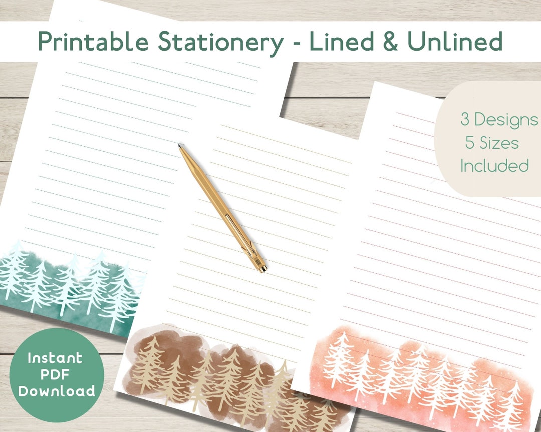 PRINTABLE Forest Stationery Stationary A4 A5 Instant Download Trees ...