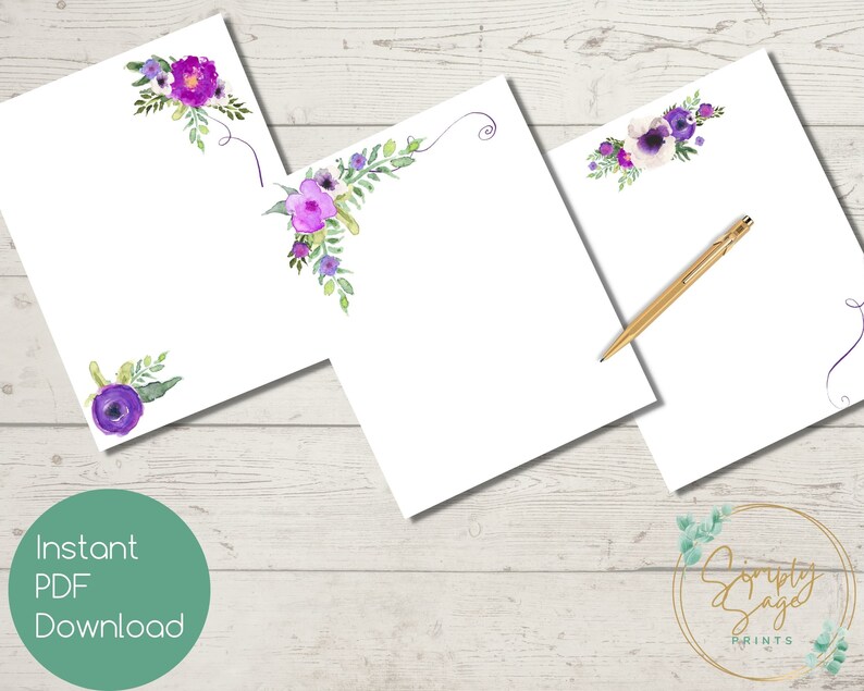 PRINTABLE Stationery Paper A4 US Letter Lined Unlined Digital Letter ...