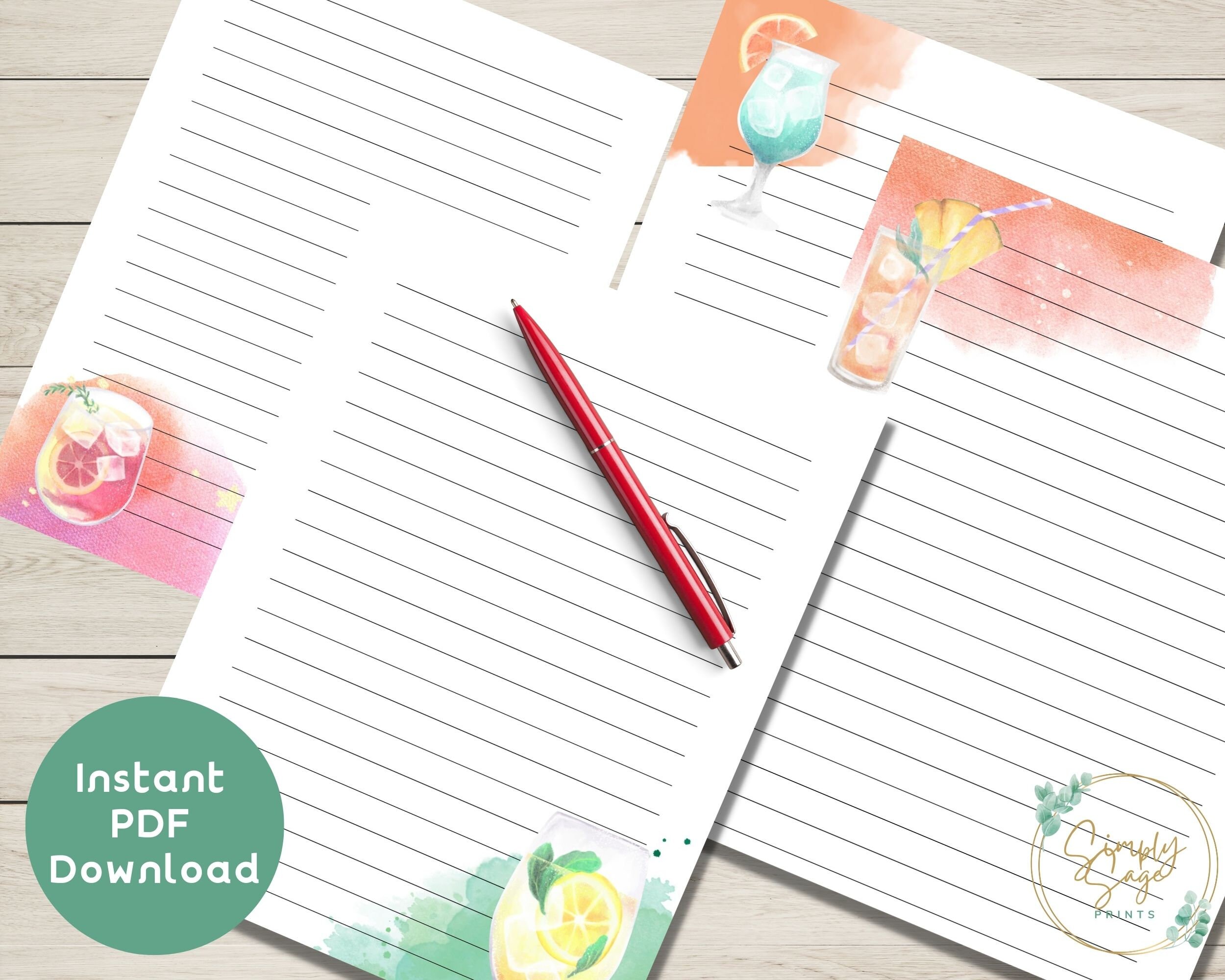PRINTABLE Stationery PRINTABLE Stationary Instant Download Penpals ...