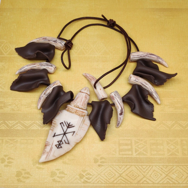 Protection Runes Necklace Dragon Tooth Jewelry - Etsy