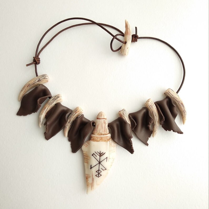 Protection Runes Necklace Dragon Tooth Jewelry - Etsy