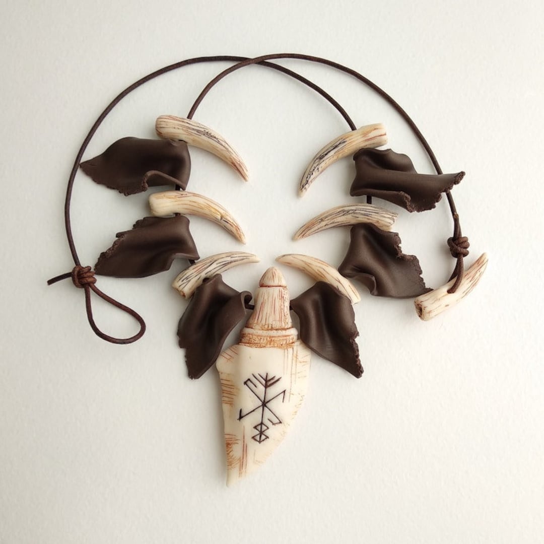 Protection Runes Necklace Dragon Tooth Jewelry - Etsy