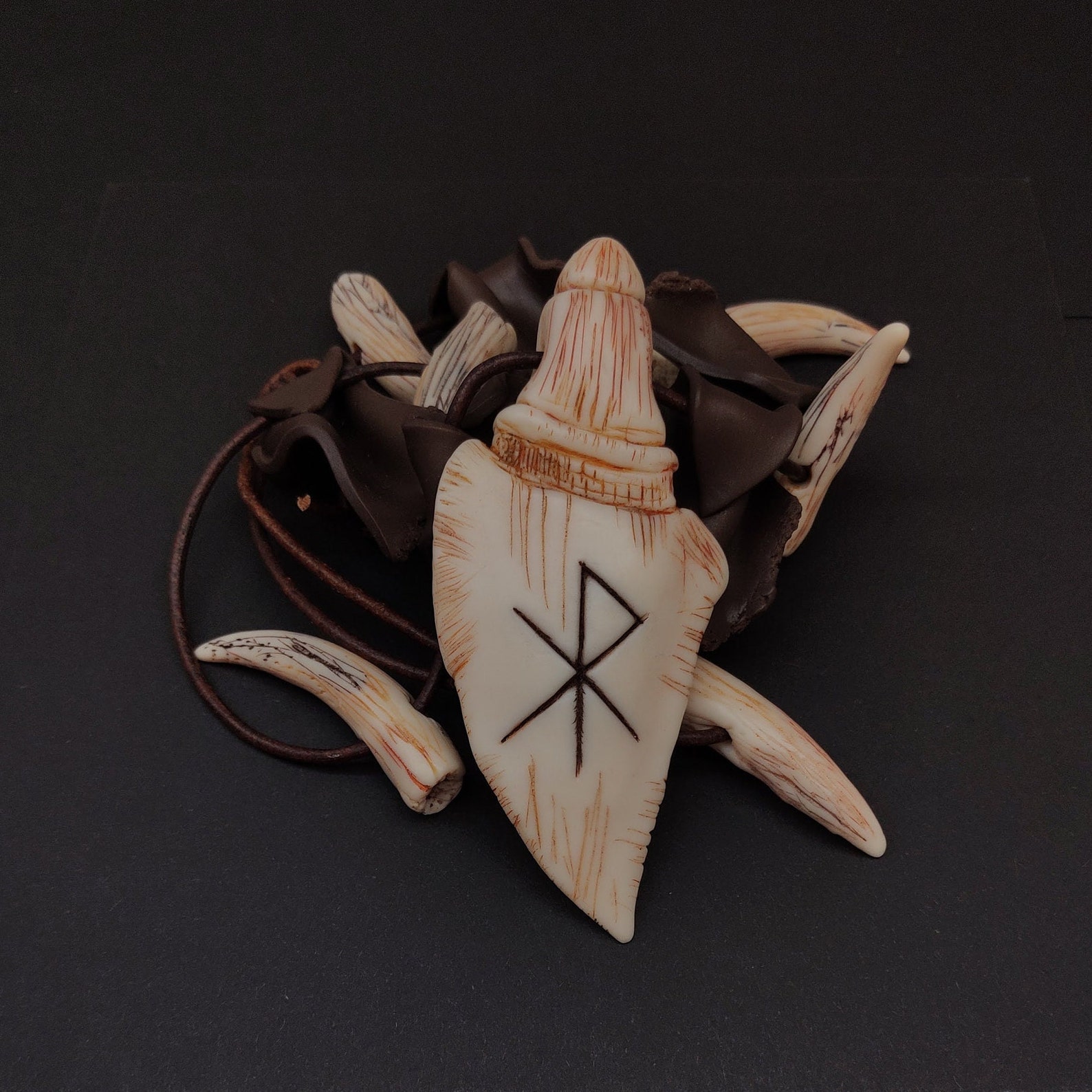 Protection Runes Necklace Dragon Tooth Jewelry - Etsy