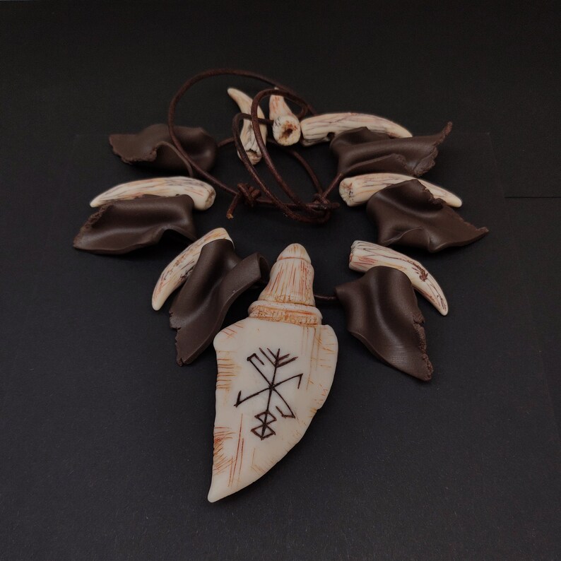 Protection Runes Necklace Dragon Tooth Jewelry - Etsy