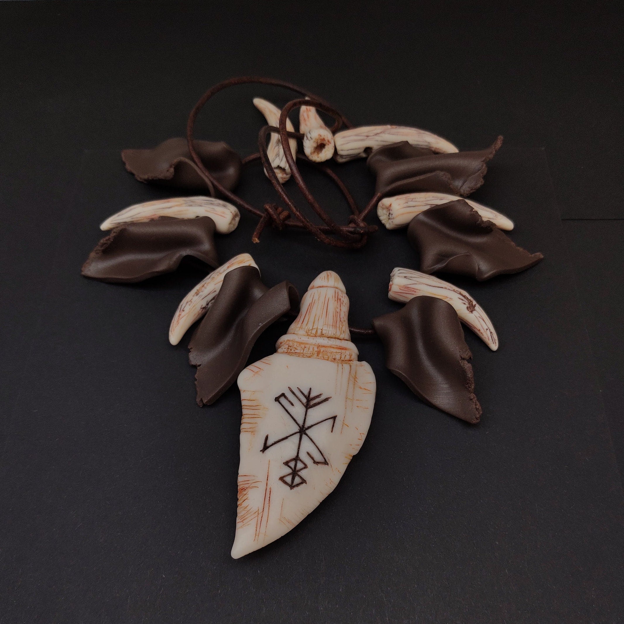 Protection Runes Necklace Dragon Tooth Jewelry - Etsy